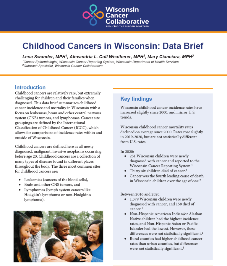 Childhood Cancers in Wisconsin: Data Brief | Wisconsin Cancer Collaborative